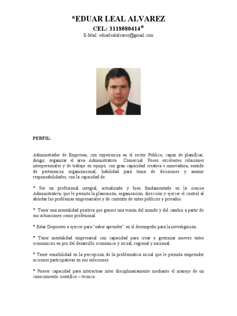 Hoja de Vida Eduar Leal 2021 | PDF | Empresas | Presupuesto