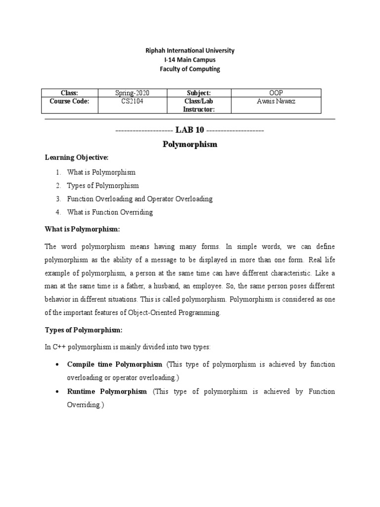Understanding Polymorphism in OOP | PDF | Class (Computer Programming ...