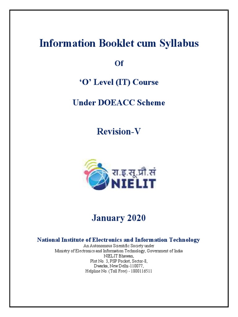 Information Booklet Cum Syllabus: O' Level (IT) Course Under DOEACC Scheme | PDF | Internet ...