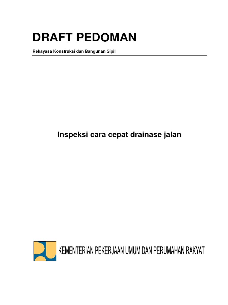 Draft Pedoman Dan Modul Inspeksi Drainase Jalan | PDF | Komputer | Teknologi & Rekayasa