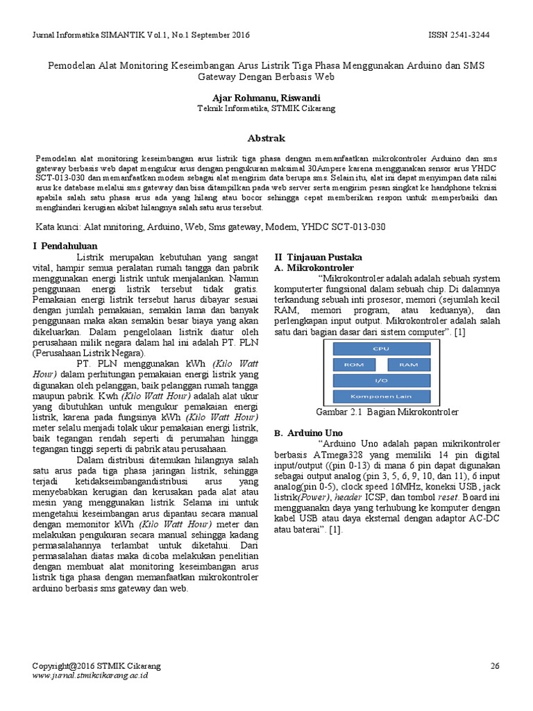Pemodelan Alat Monitoring Keseimbangan Arus Listrik Tiga Phasa ...