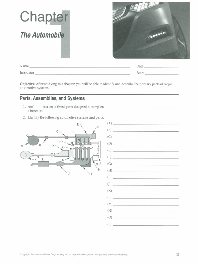 Workbook - Chapter (1) The Automobile | PDF