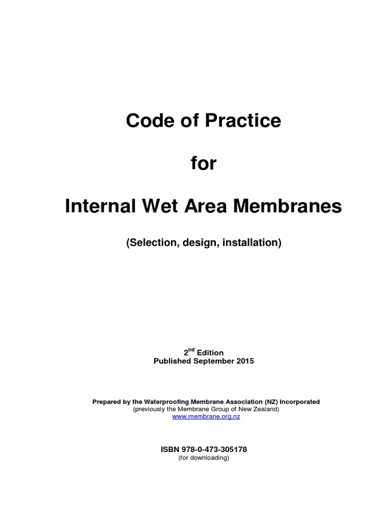 Code of Practice For Internal Wet Area Membranes: (Selection, Design ...