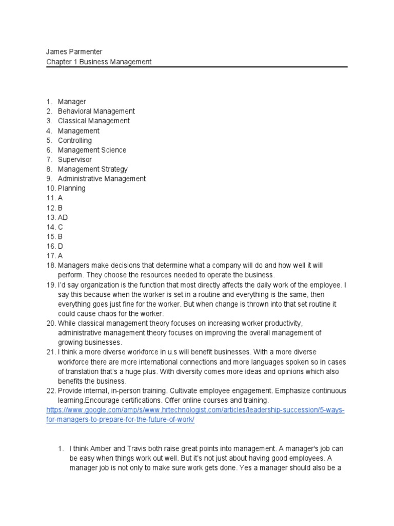 Chapter 1 Business Management | PDF | Educational Technology | Employment