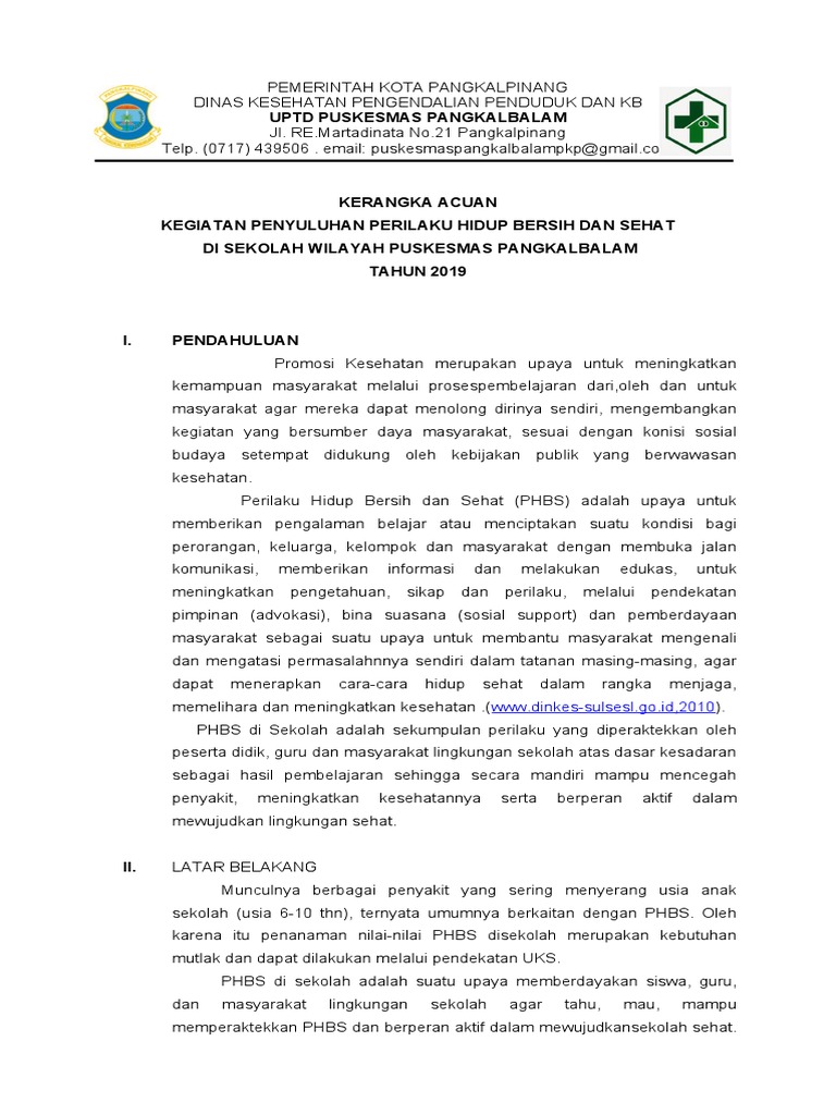 KAK Penyuluhan PHBS | PDF