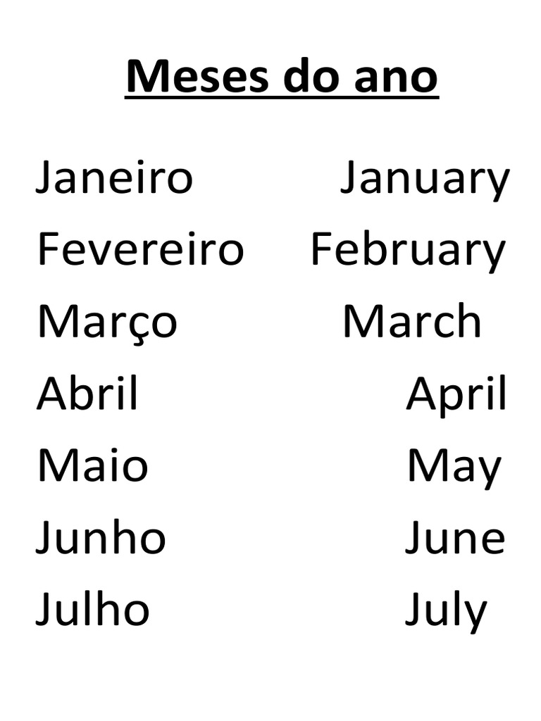 Ingles Meses Do Ano | PDF