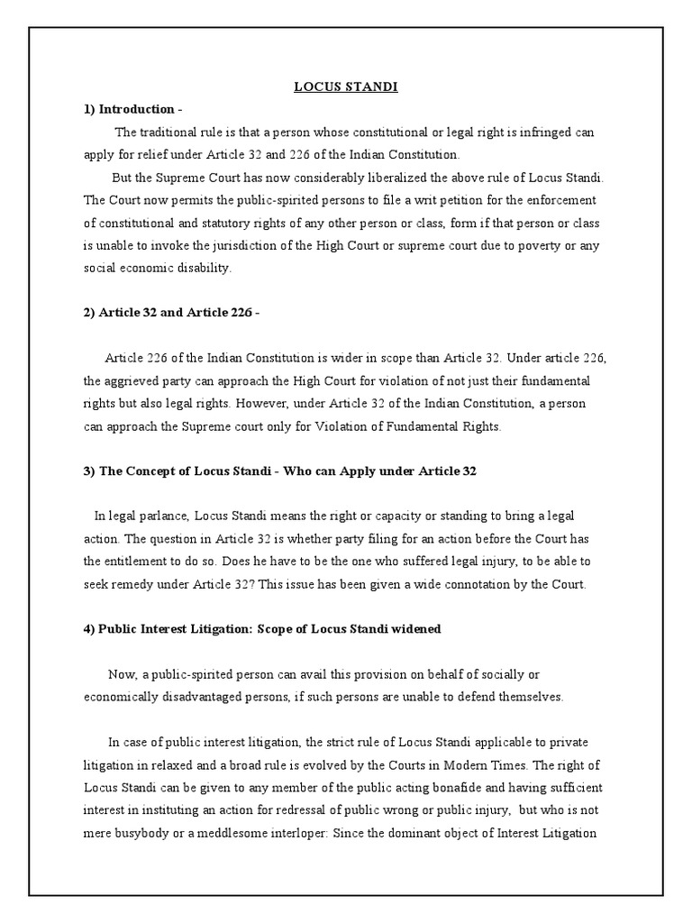 Locus Standi | PDF | Standing (Law) | Justice