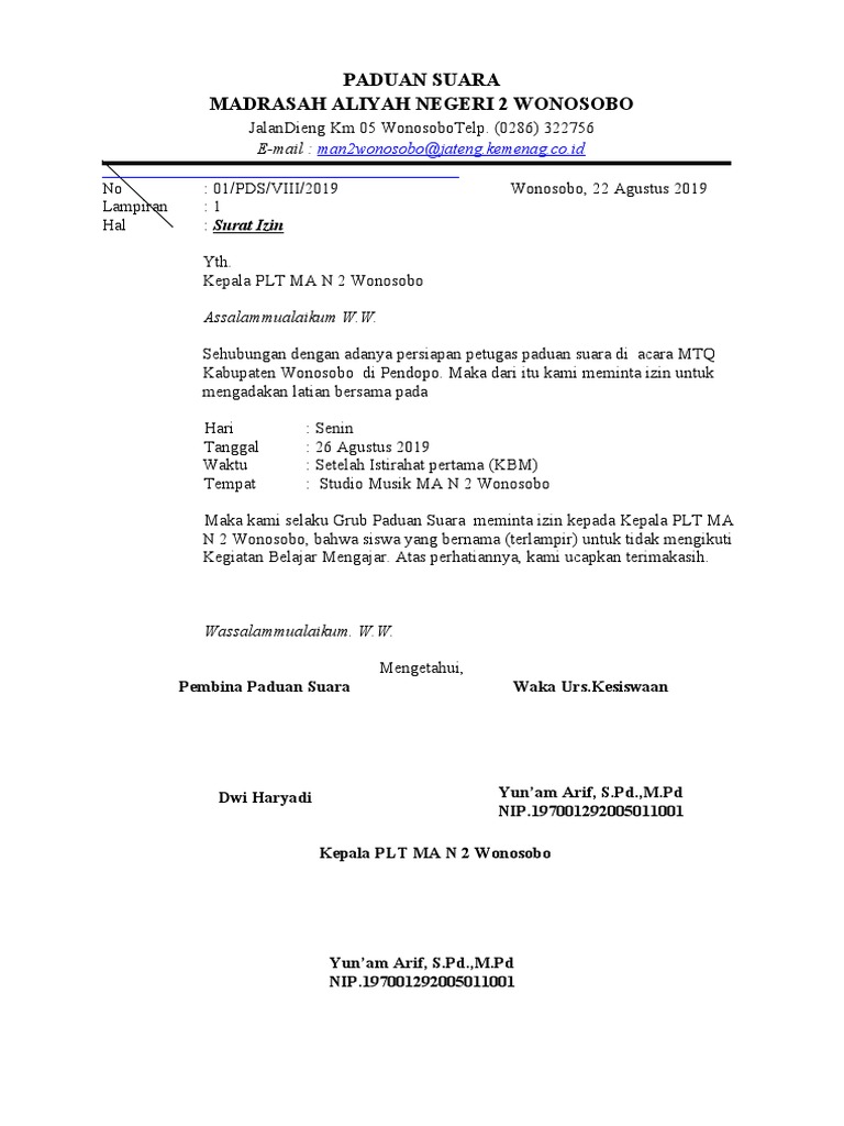 Surat Izinb Padus 1 Hari | PDF