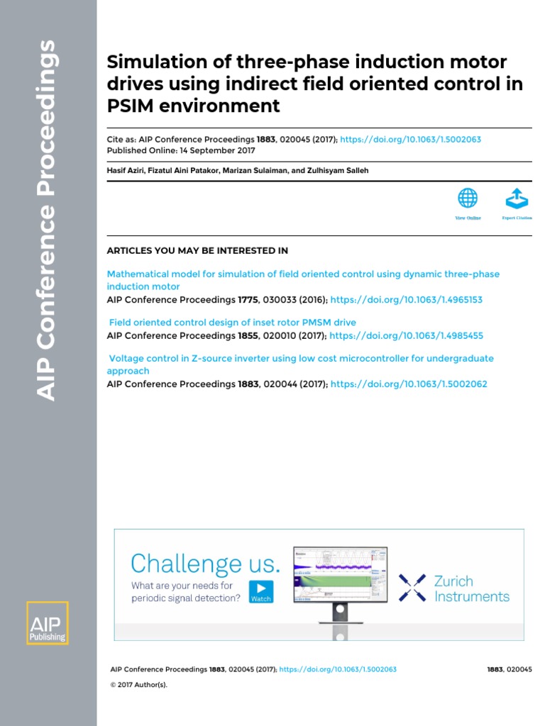 Simulation of Three-Phase Induction Motor Drives Using Indirect Field ...