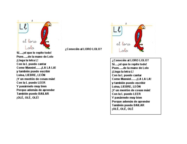 Introducción a la letra L a través de las rimas y canciones del Loro ...