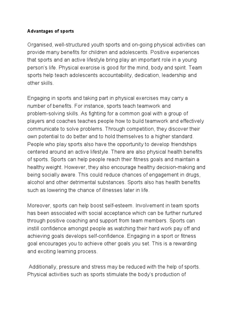 Advantages of Sports | PDF | Sports | Risk