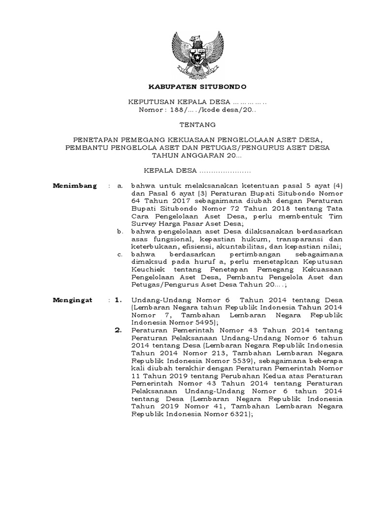 Contoh SK Pengelola Aset | PDF