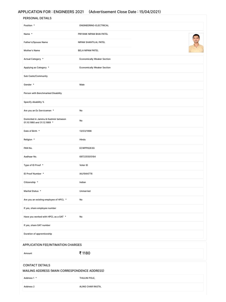 HPCL Application Form | PDF | Business