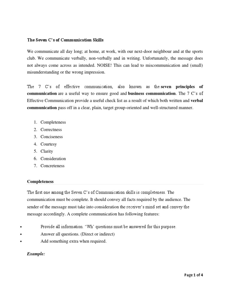 The Seven Cs of Effective Communication | PDF | Sentence (Linguistics) | Communication