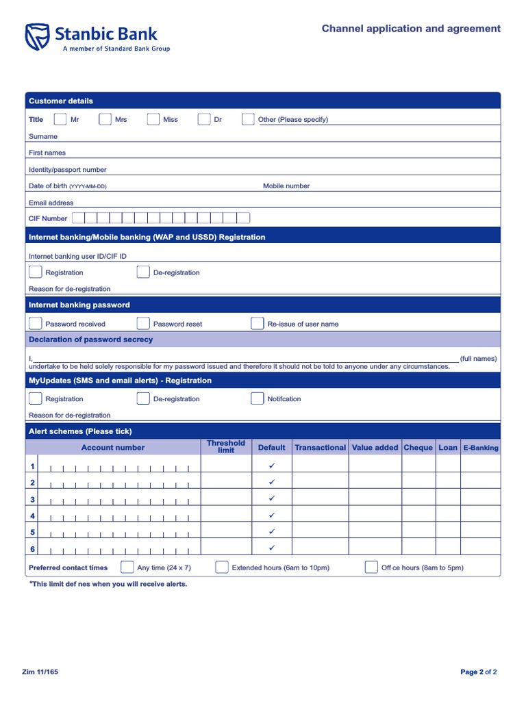 Electronic Banking Application Form | PDF | Online Banking | Banks ...