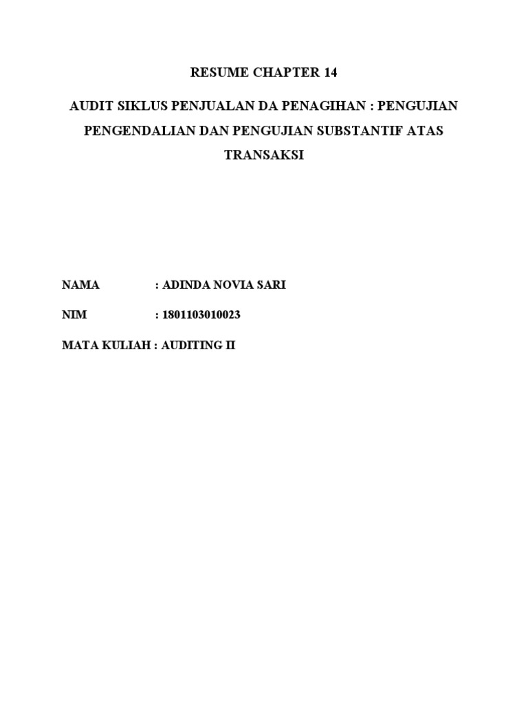 RESUME CHAPTER 14 Auditing II | PDF