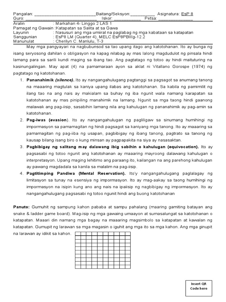 Esp8 Q4 Week2 Las1 | PDF