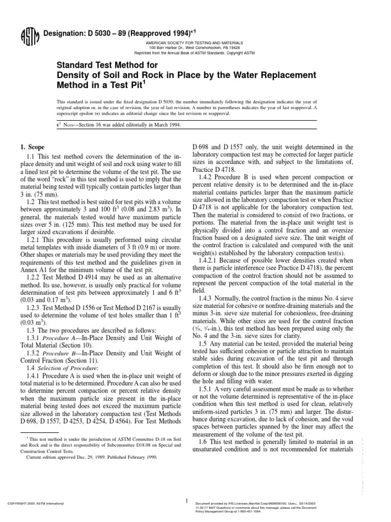 Astm d5030 | PDF | Density | Volume
