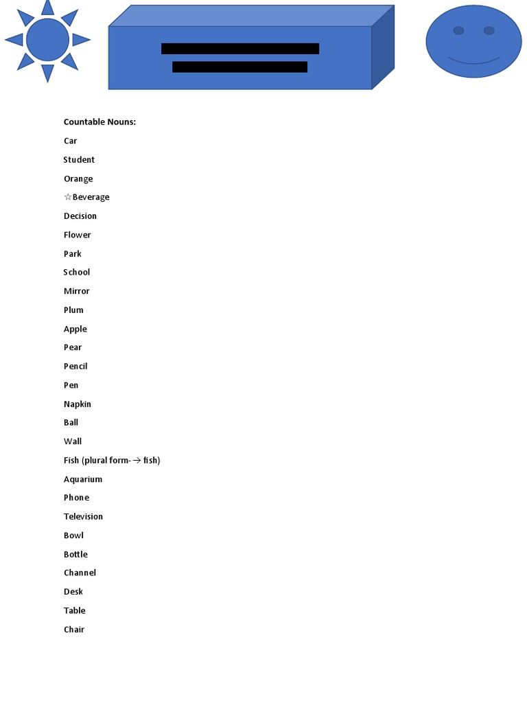 Countable Nouns and Uncountable Nouns List Grammar Guides - 127579 | PDF