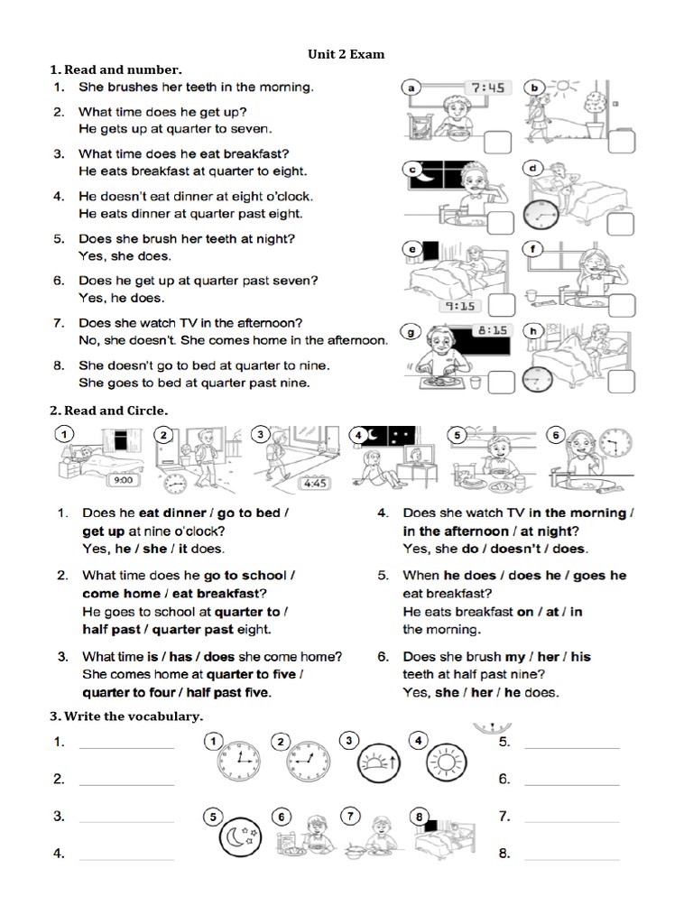 Unit 2 Exam 1. Read and Number | PDF
