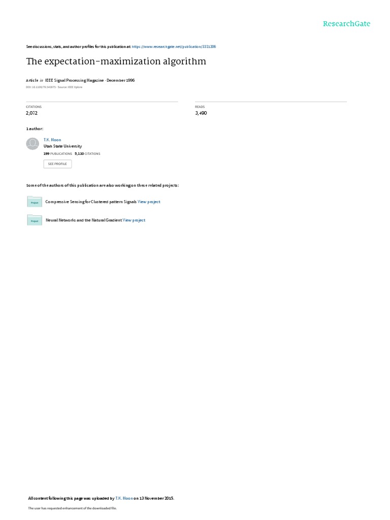 The Expectation-Maximization Algorithm: IEEE Signal Processing Magazine ...