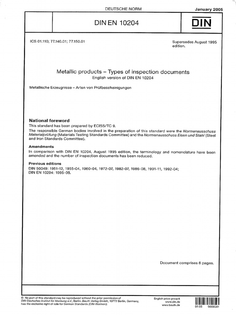 Norma-DIN EN 10204 | PDF