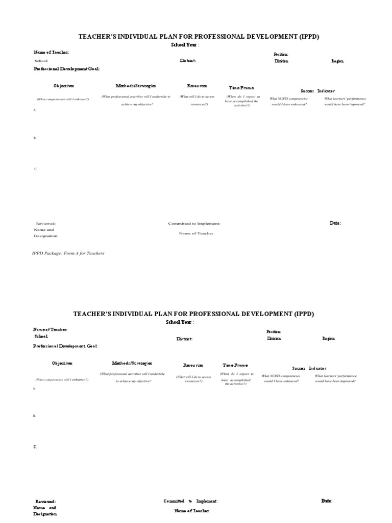 Teacher Professional Development Plan | PDF | Goal | Teaching