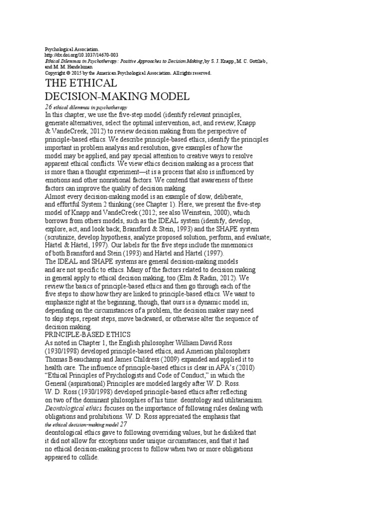 The Ethical Decision-Making Model | Download Free PDF | Decision Making ...