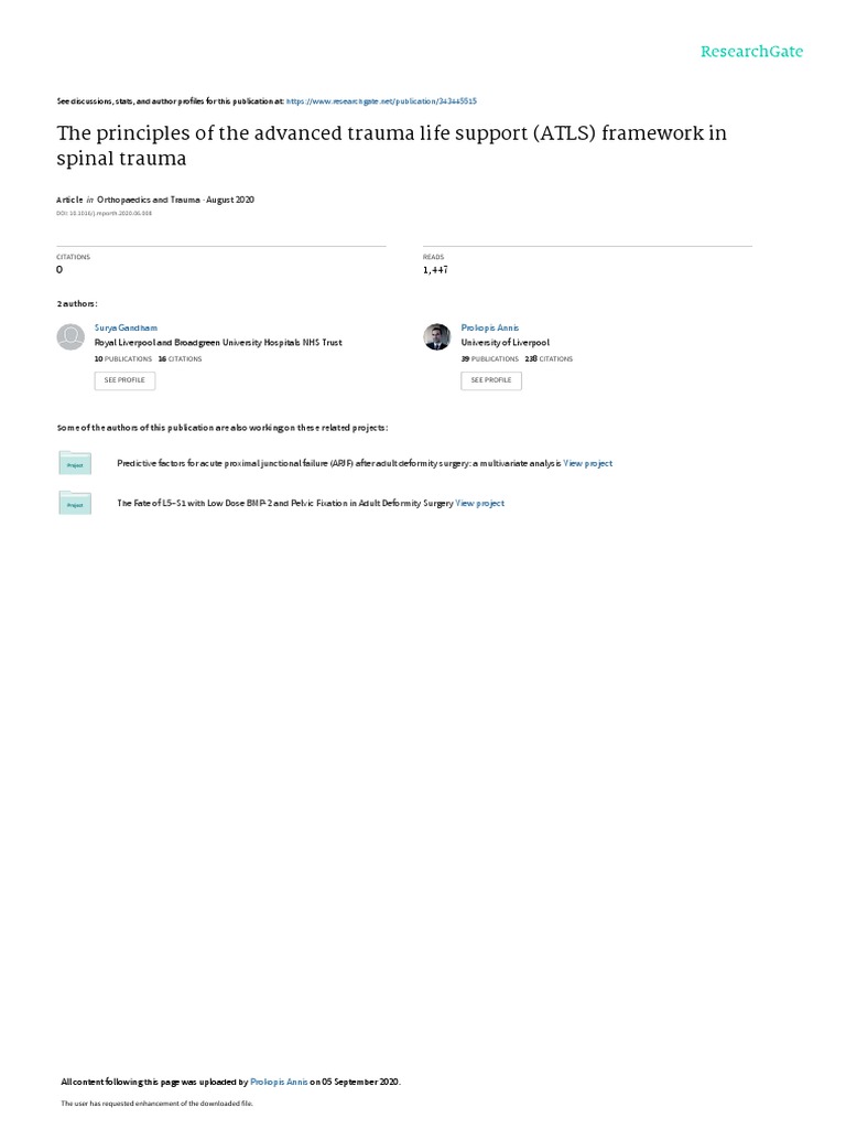 The Principles of The Advanced Trauma Life Support (ATLS) Framework in ...