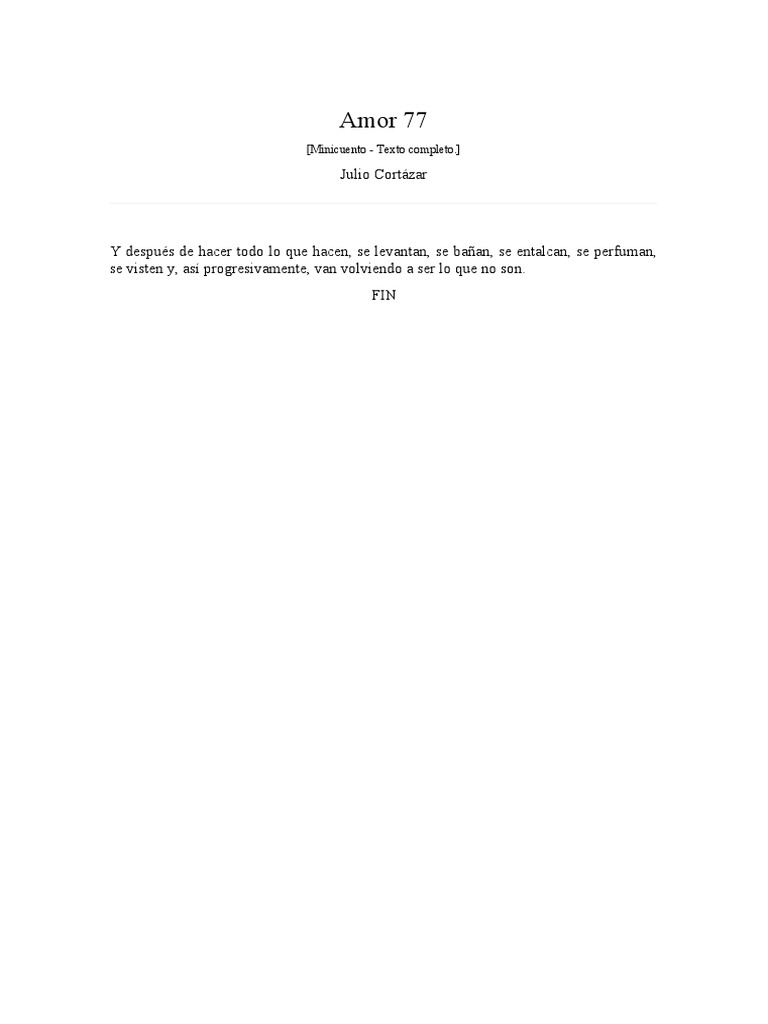 Amor 77 - Julio Cortázar | PDF