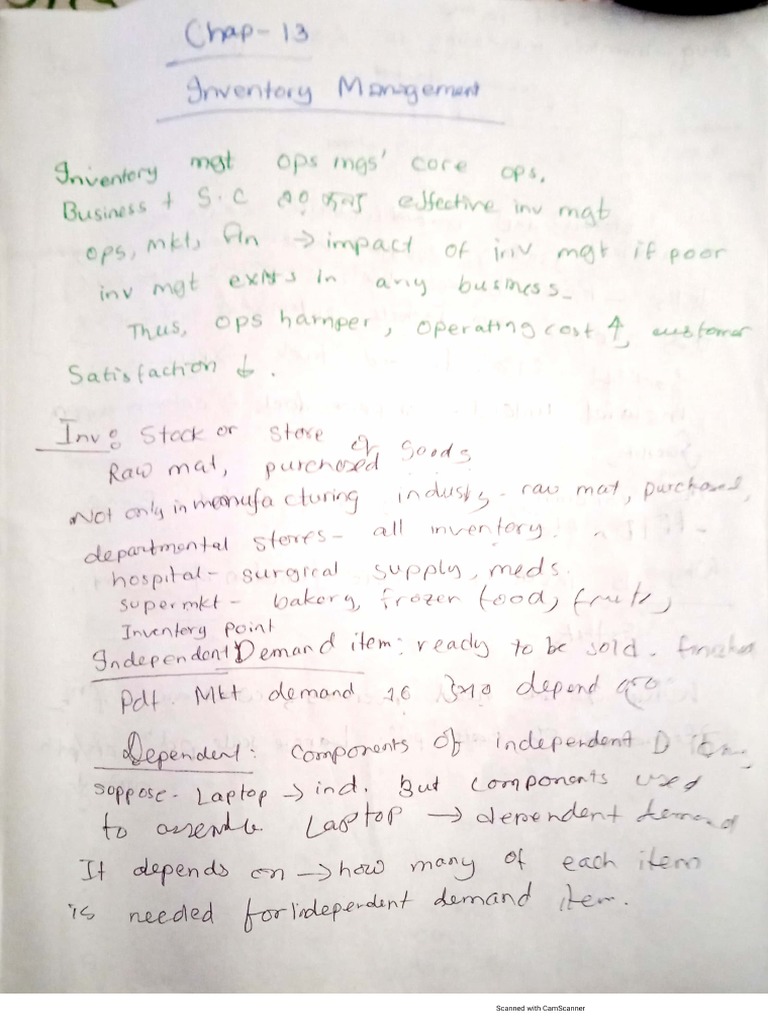 Inventory Management Note | PDF