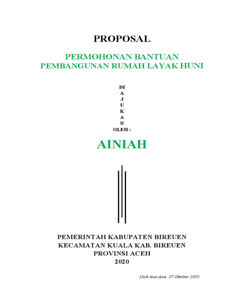 Proposal Rumah Layak Huni Ainiah | PDF