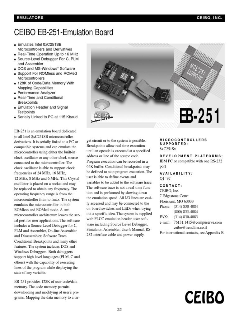 CEIBO EB-251-Emulation Board: MCS 251 Suppor T | PDF | Microcontroller ...