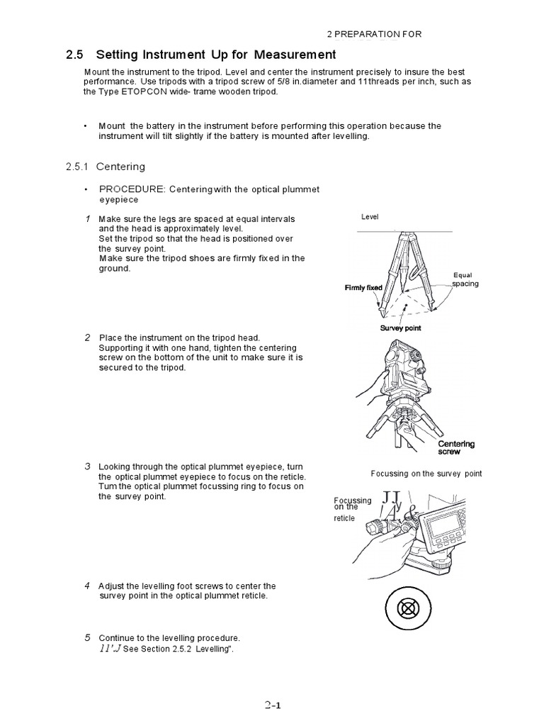 2.5 Setting Lnstrument Up For Measurement: 2.5.1 Centering | PDF | Metrology | Optics
