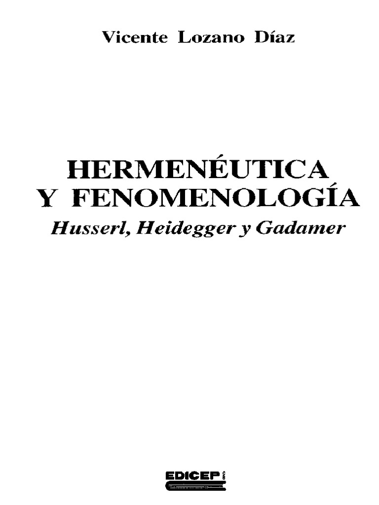 Hermeneutica y Fenomenologia Vicente Lozano | PDF