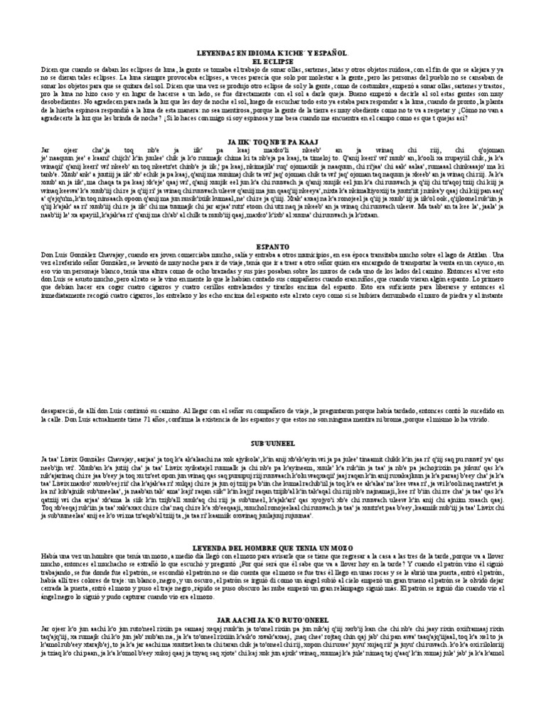 Leyendas en Kiche y Español | PDF | Cuerpos del sistema solar | Nube ...