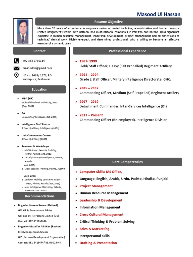 CV - Masood UI Hassan | PDF | Armed Conflict