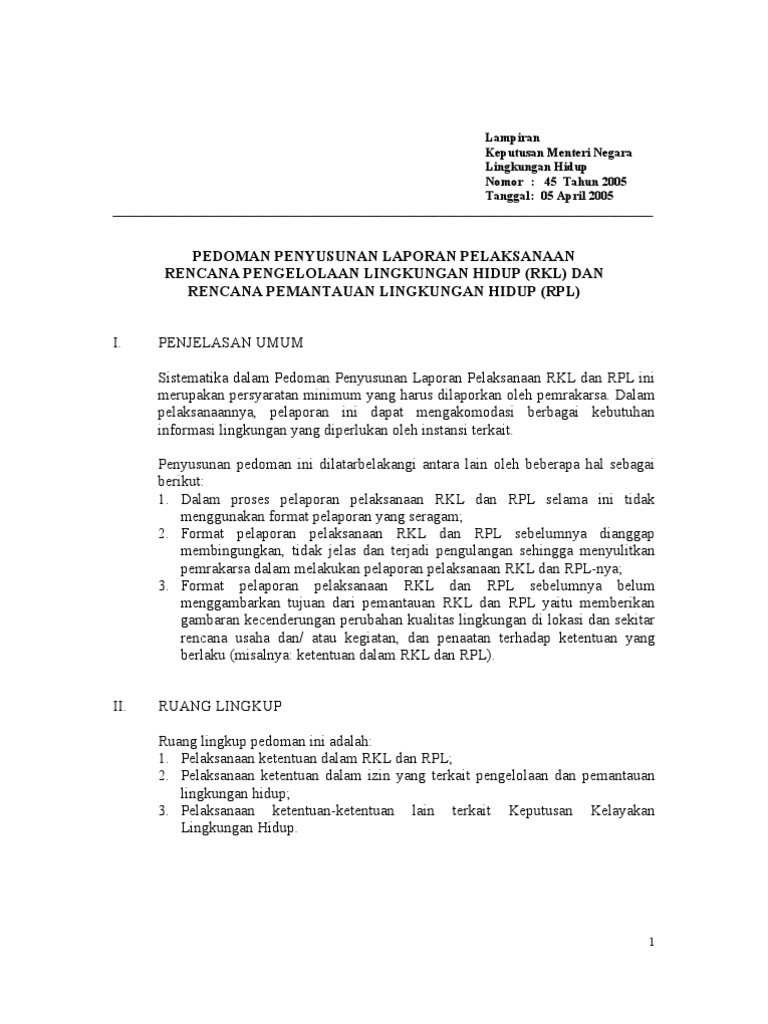 Pedoman Laporan RKL dan RPL | PDF