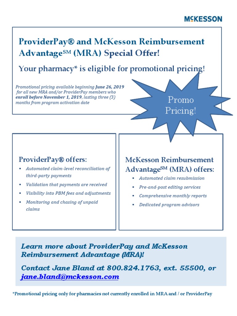 Providerpay® and Mckesson Reimbursement Advantage (Mra) : Special Offer ...