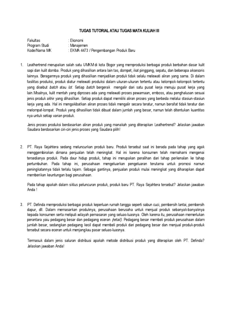 Soal - EKMA4473 - Tugas 3 2021.1 | PDF