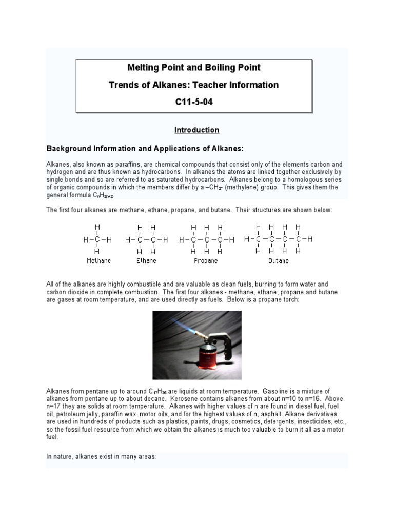 MP BP Trends of Alkanes C11!5!4,5, 6, - Updated | PDF | Alkane ...