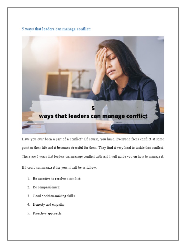 Managing Conflict: 5 Leadership Strategies | PDF | Empathy | Decision ...