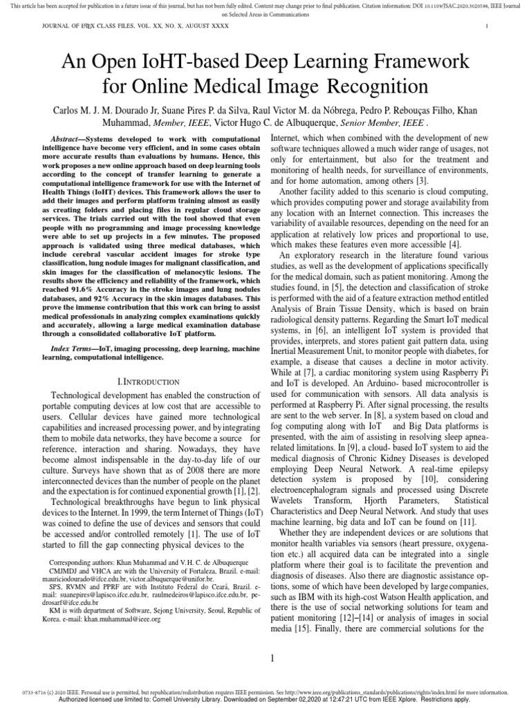 An Open Ioht Based Deep Learning Framework Pdf Internet Of Things World Wide Web