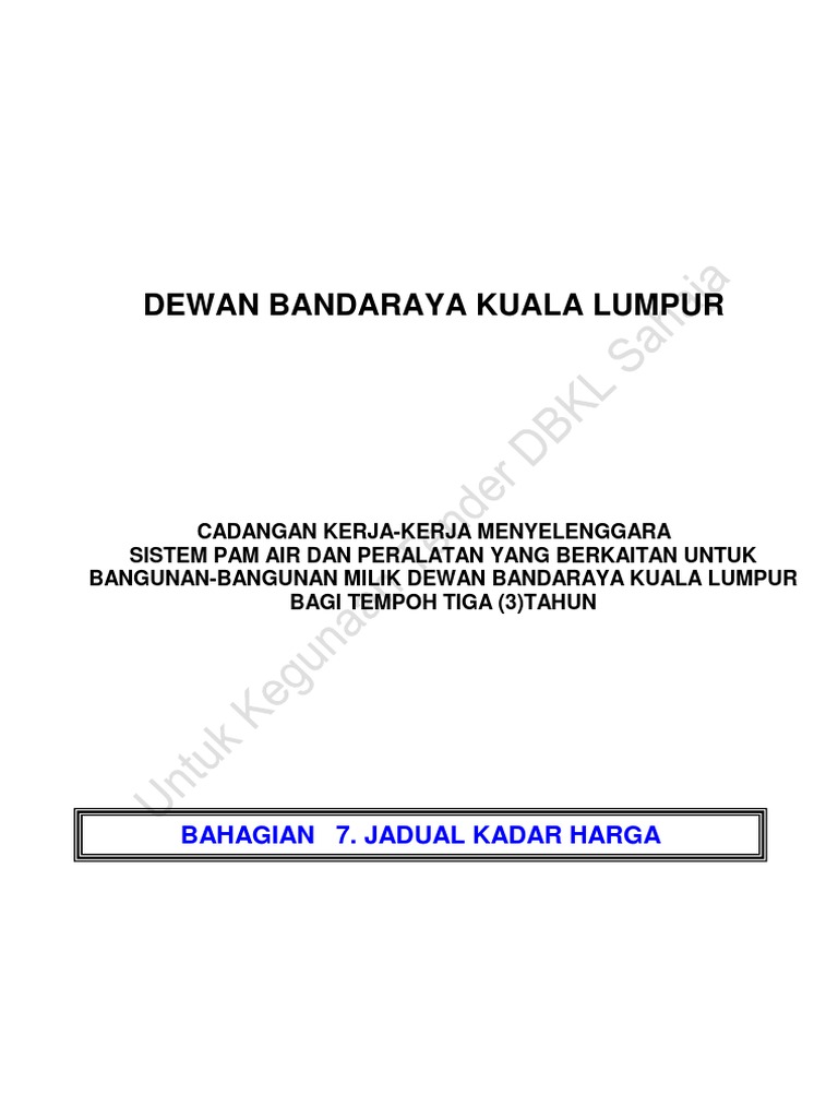 BAHAGIAN (7) - Jadual Kadar Harga | PDF