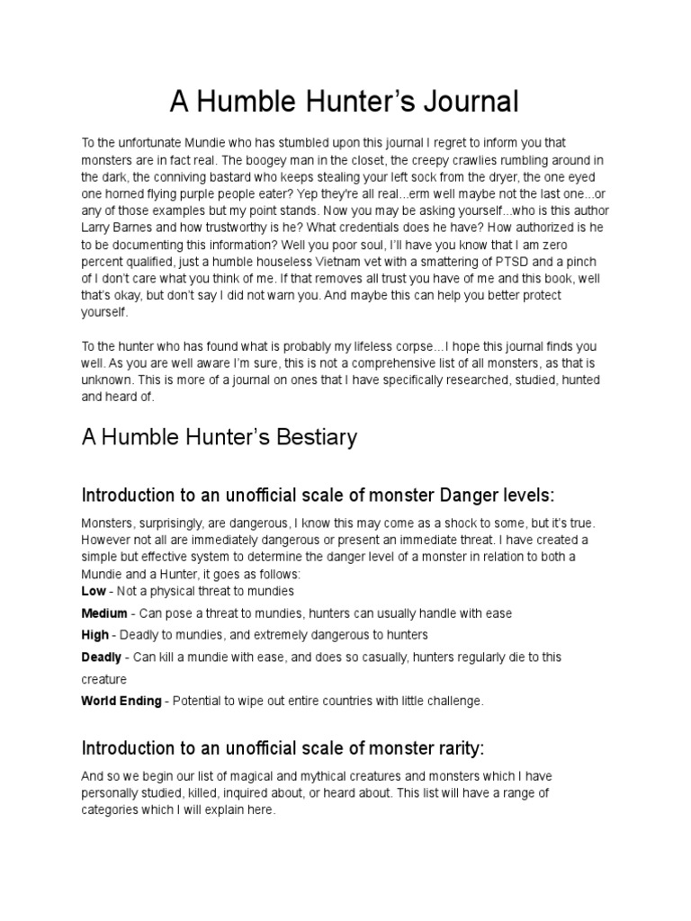 A Humble Hunter's Bestiary | PDF | Zombies | Hunting
