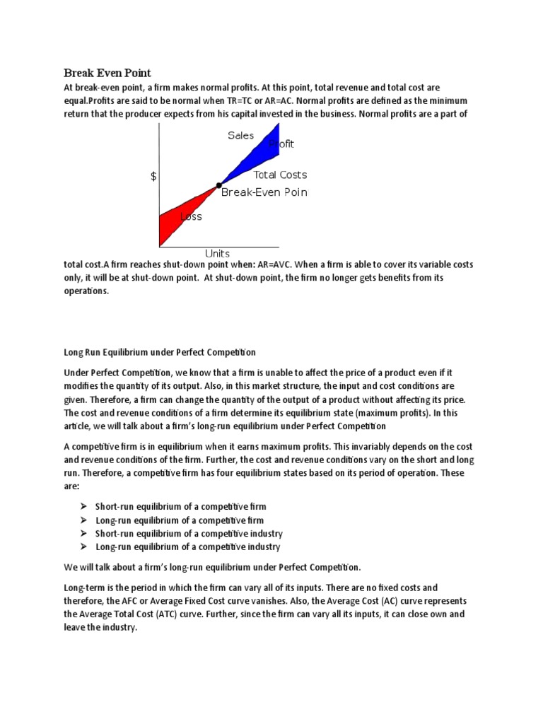 Long Run Equilibrium Under Perfect Competition | PDF | Perfect ...