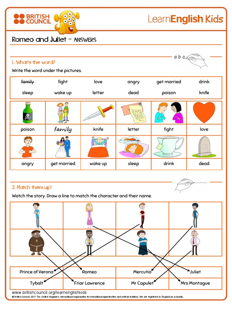 Romeo and Juliet - : Answers | PDF | Characters In Romeo And Juliet ...