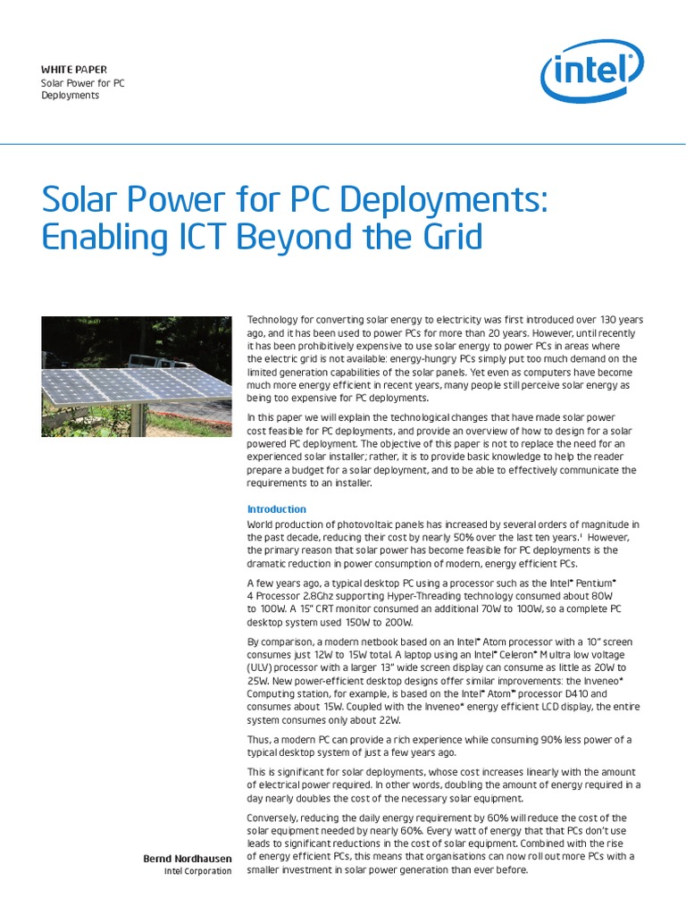 Solar Power For PC Deployments: Enabling ICT Beyond The Grid | PDF ...