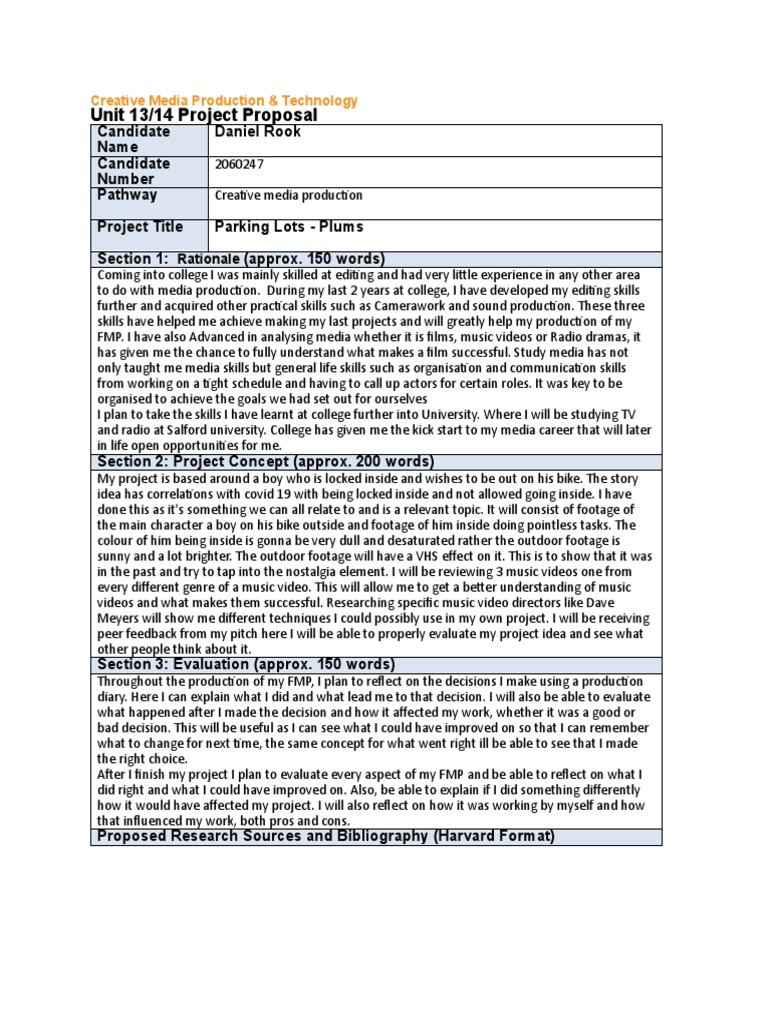 Fmp Project Proposal Template 2 Pdf Human Nature Psychological