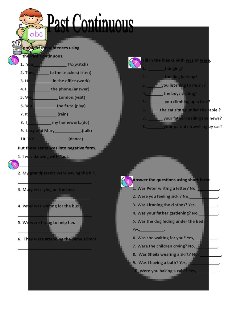 Complete The Sentences Using The Past Continuous. Fill in The Blanks ...